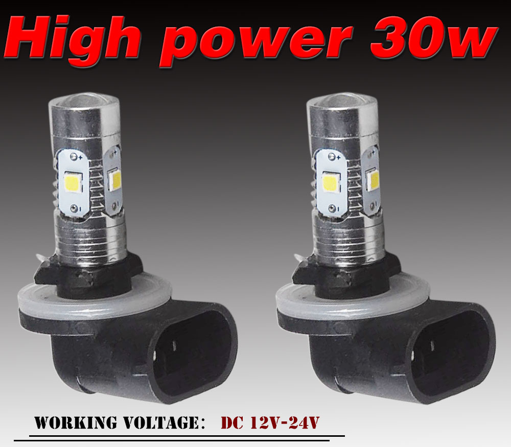 2X High Power OSRAM 881 30W LED 12V-24V White Fog Driving DRL Lights ...