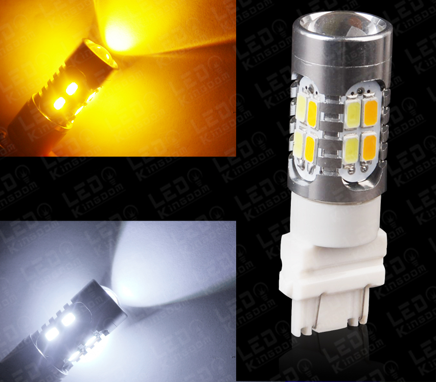 2x 3157 Dual Color Switchback Amber/White LED Turn Signal Lights Bulb ...