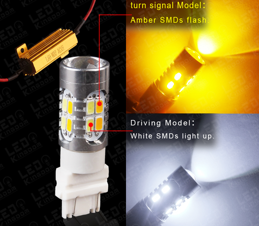 2x 3157 Dual Color Switchback Amber/White LED Turn Signal Lights Bulb ...